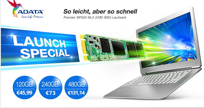 Adata: Premier SP550 M.2 2280 SSD ab 46 Euro - Notebookcheck.com News