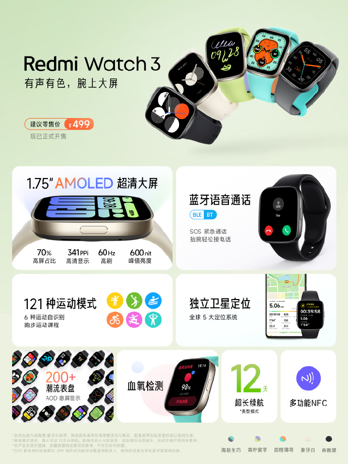 Redmi Watch 3: Xiaomis günstige, wasserfeste Smartwatch startet mit 12 Tagen Laufzeit, NFC, SpO2 ...