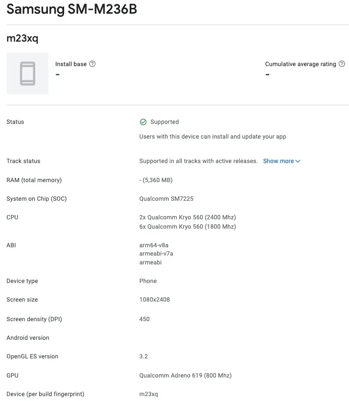 Samsung Galaxy M23 5G: Google Play Console verrät erste Details ...