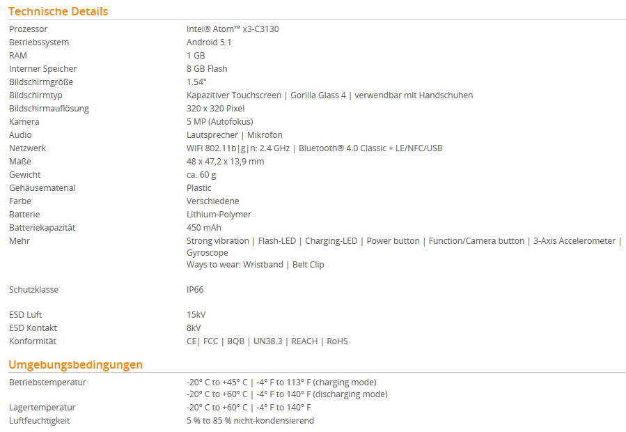 Trekstor Smartagent: Smartwatch mit Intel Atom x3-C3130 und Android ...