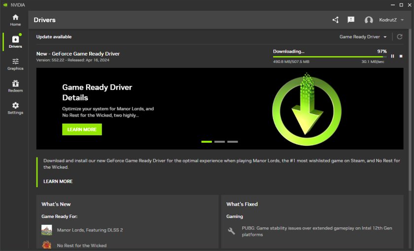Nvidia GeForce Game Ready Driver 552.22 nun auch für Manor Lords und No Rest for the Wicked ...