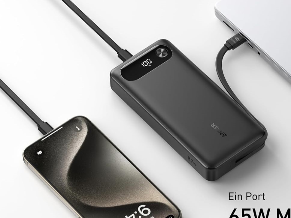 Anker: Neue Powerbank mit integriertem USB-Kabel, Display und hoher Ladeleistung ist ab sofort ...