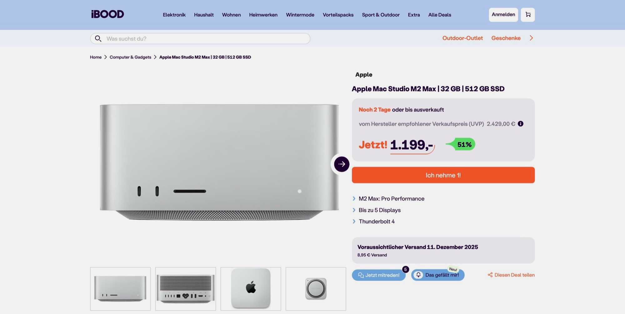 Deal: Mac Studio mit Apple M2 Max, 32 GB RAM und fast geräuschlosem Lüfter gibts jetzt günstiger ...