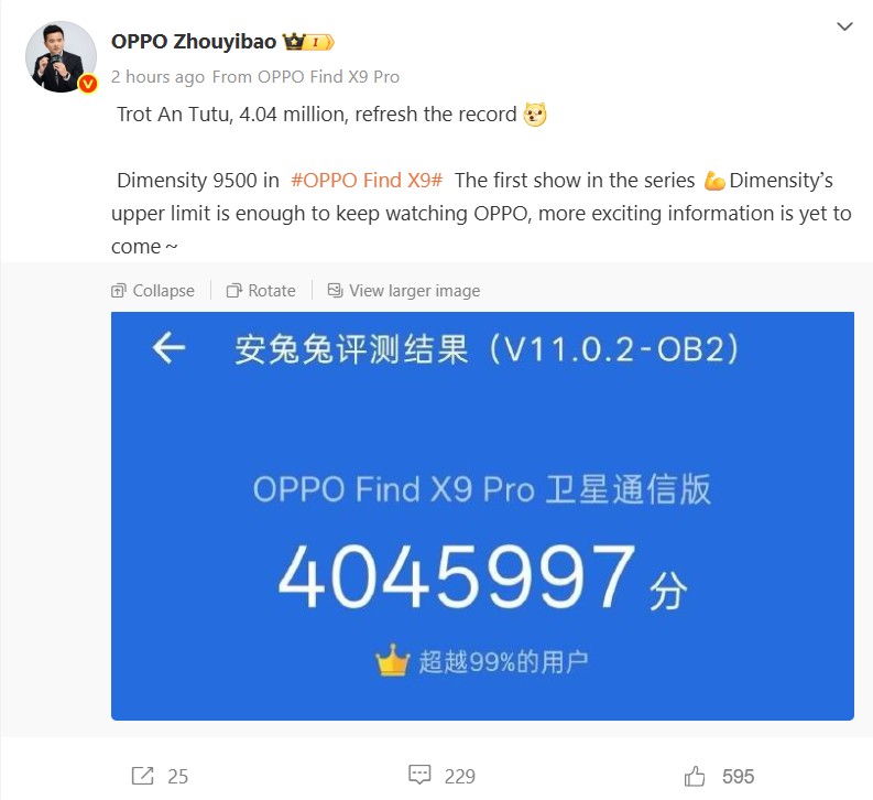 Oppo Find X9 und Vivo X300: Schärfster Snapdragon 8 Elite Gen 5 Gegner Dimensity 9500 hat ...