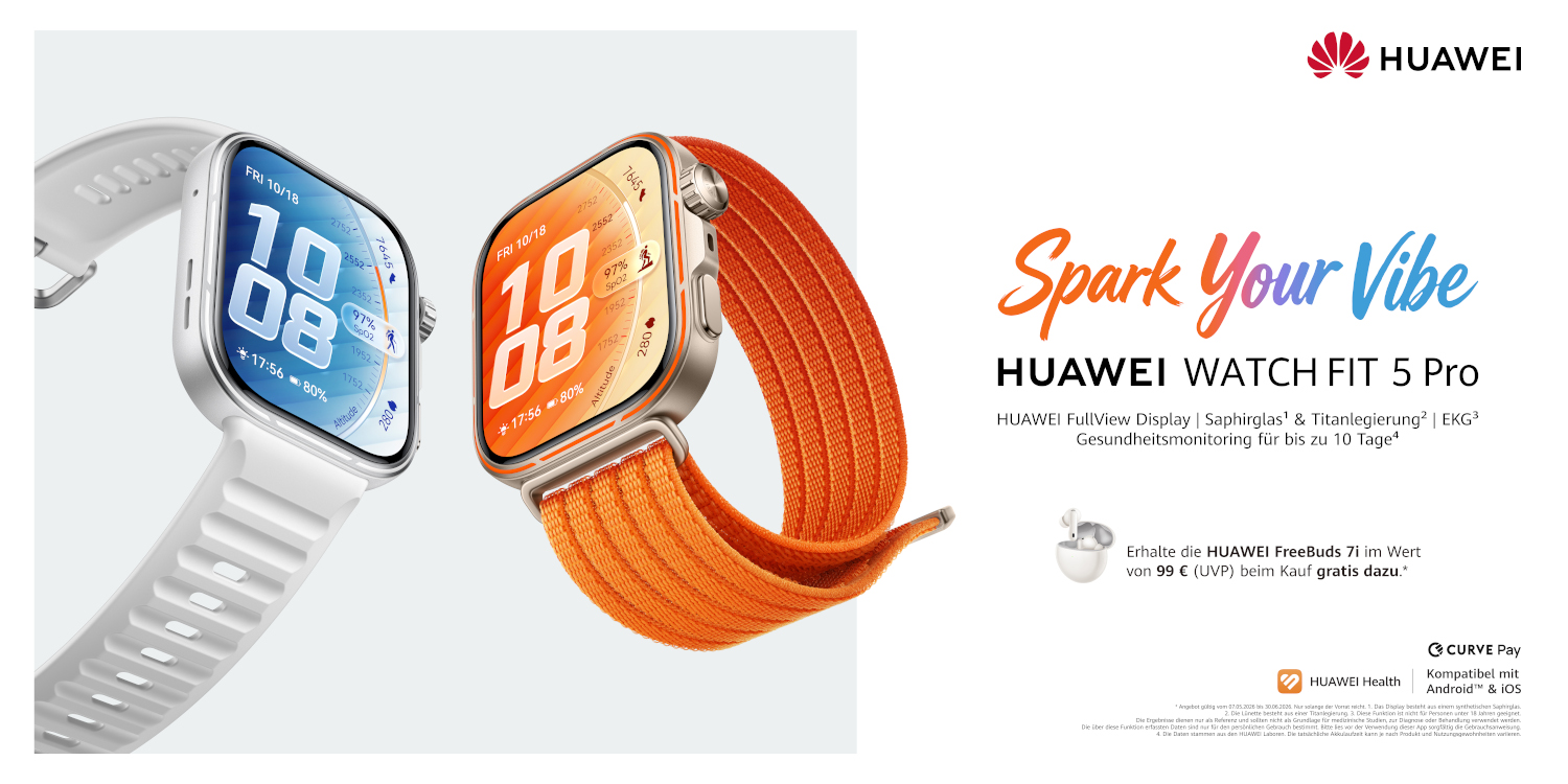 HUAWEI WATCH FIT 5 Pro: Sport-Smartwatch mit EKG und Rabatt - Notebookcheck