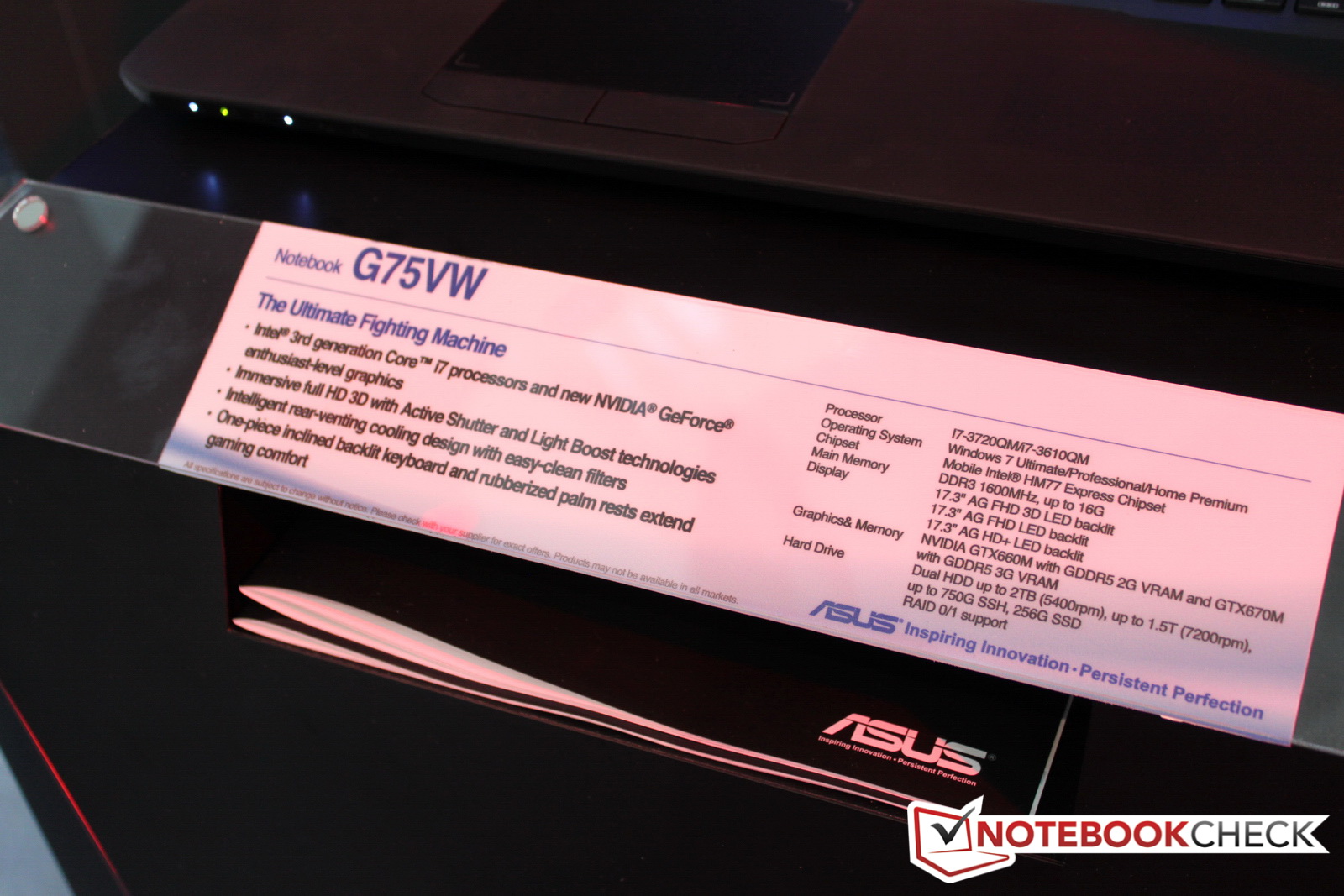 Asus Gaming-Notebooks G55VW und G75VW mit Thunderbolt und 5G WiFi ...