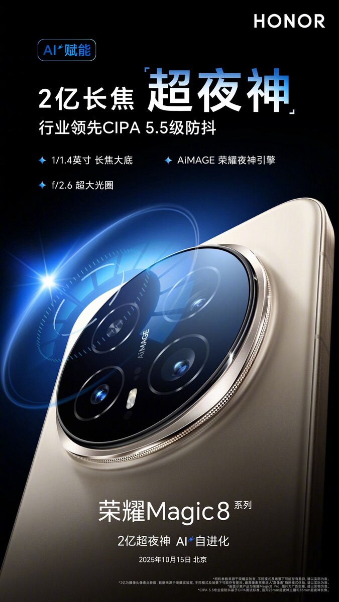 Honor Magic8 Pro: Teaser enthüllen Details zu gigantischem Akku und 200 MP Periskop-Tele-Kamera ...