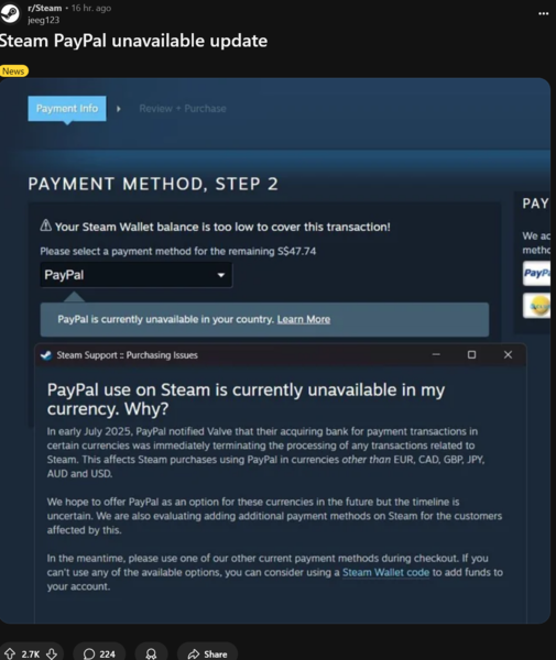 Drama mit Zahlungsanbietern auf Steam: PayPal in vielen Ländern für Spielekäufe gesperrt ...
