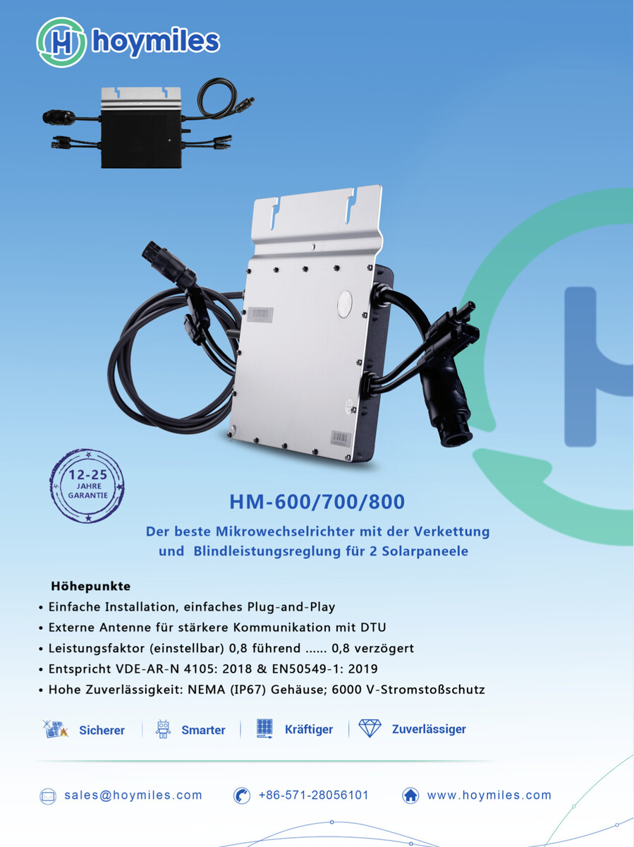 Deal: Wechselrichter Hoymiles-HM-800 für Balkonkraftwerke zum Bestpreis mit 20% Rabatt und ...